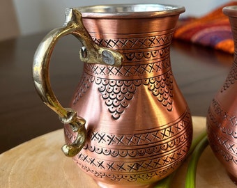 Copper Mug, Hammered Engraved Handmade, Tinned Copper Beverage, Moscow ...