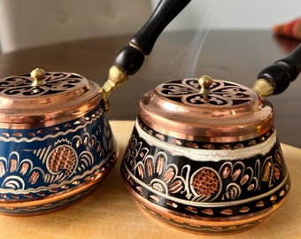 Hammered Copper Censer, Copper Incense Holder, Incense Burner With Wood ...