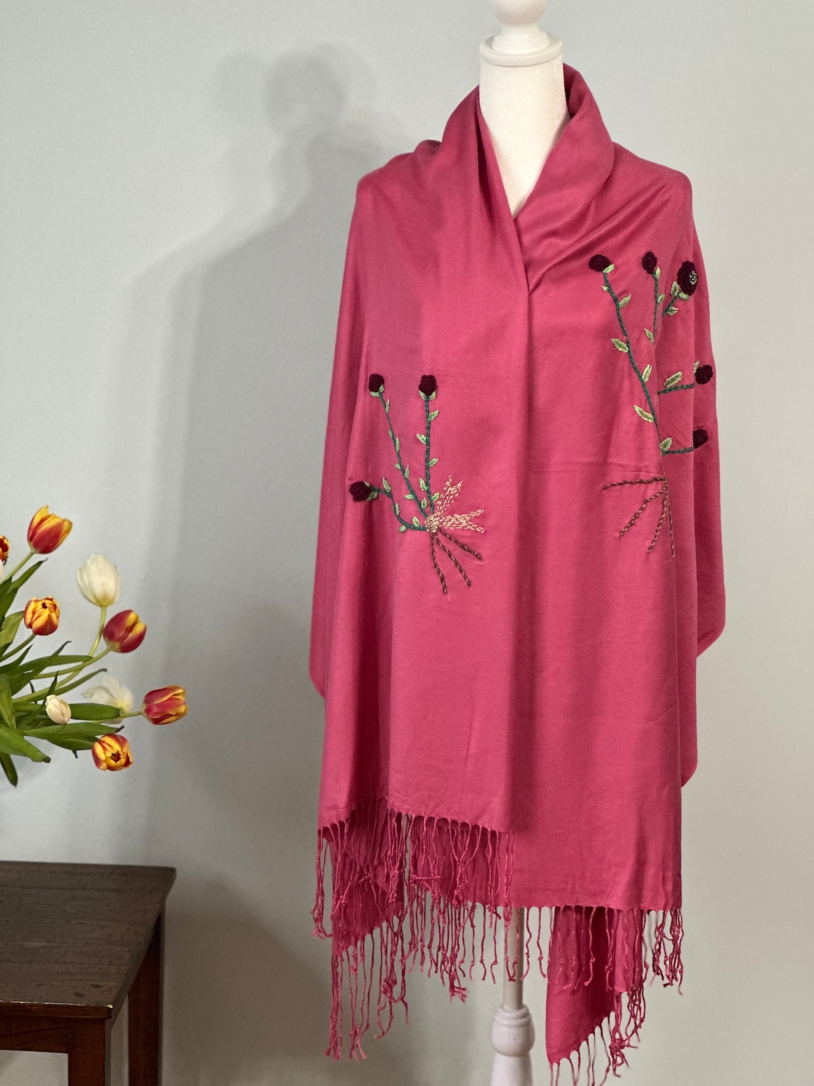 Embroidery Scarf Shawl Pashmina / Handmade - Etsy