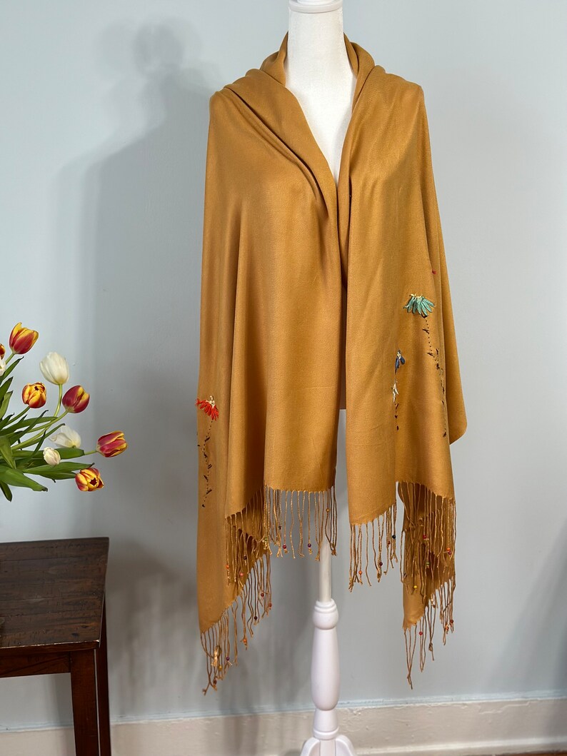 Embroidery Scarf Shawl Pashmina / Handmade - Etsy