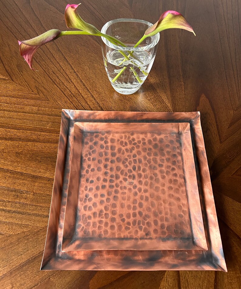 Hammered Copper Tray, Square Tray / Dish, Handmade in the land of ...