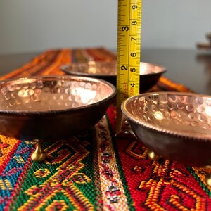Hammered Copper Bowl With Legs (set of 3) Oxidized Copper, Utility Bowl ...
