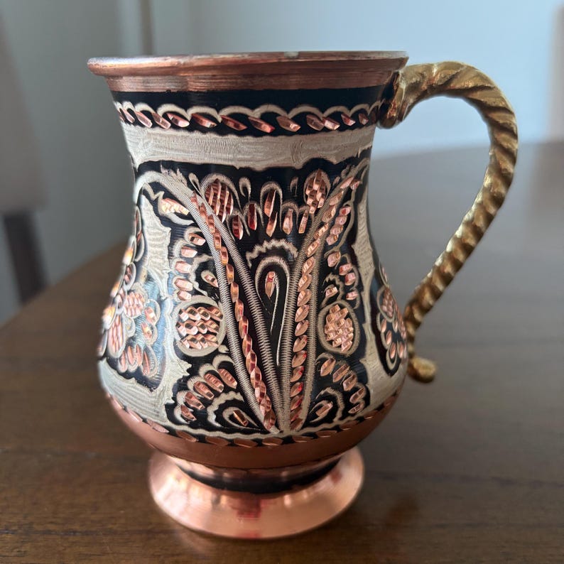 Copper Mug, Moscow Mule, Engraved Hand Painted Copper Mug, Tin Lining ...