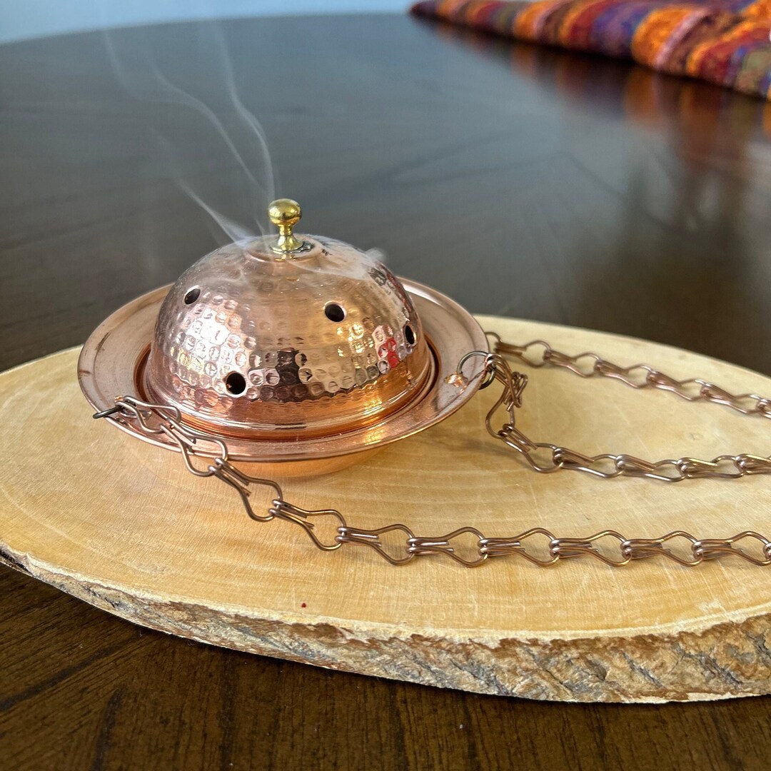 Handmade Hammered Copper Incense Burner With Chain - Etsy