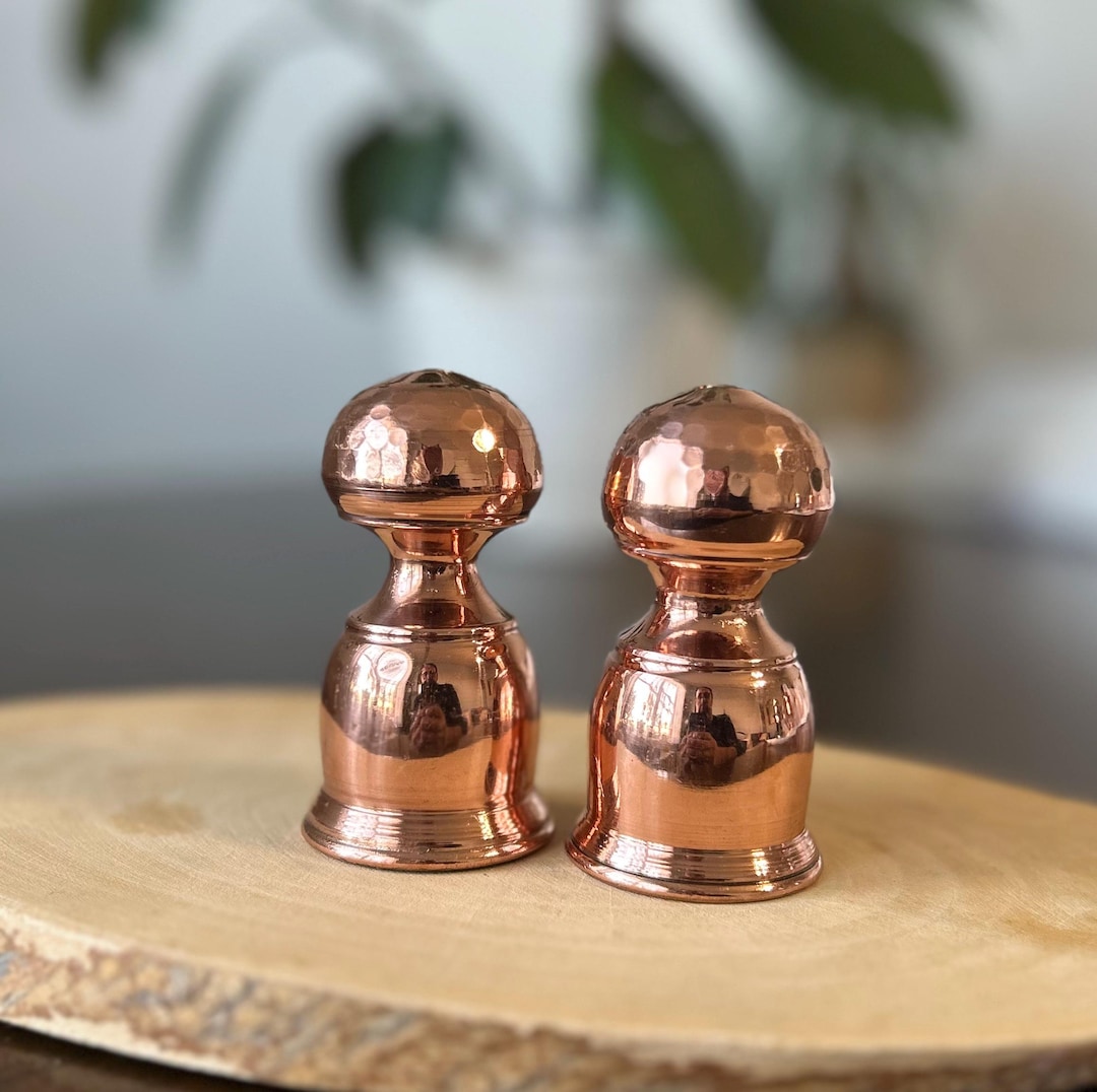 Handmade Hammered Copper Salt & Pepper Shakers: Kitchen Decor - Etsy