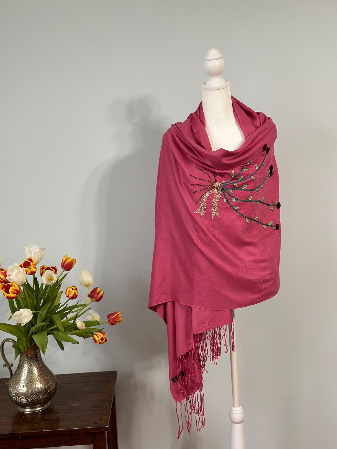 Embroidery Scarf Shawl Pashmina / Handmade - Etsy