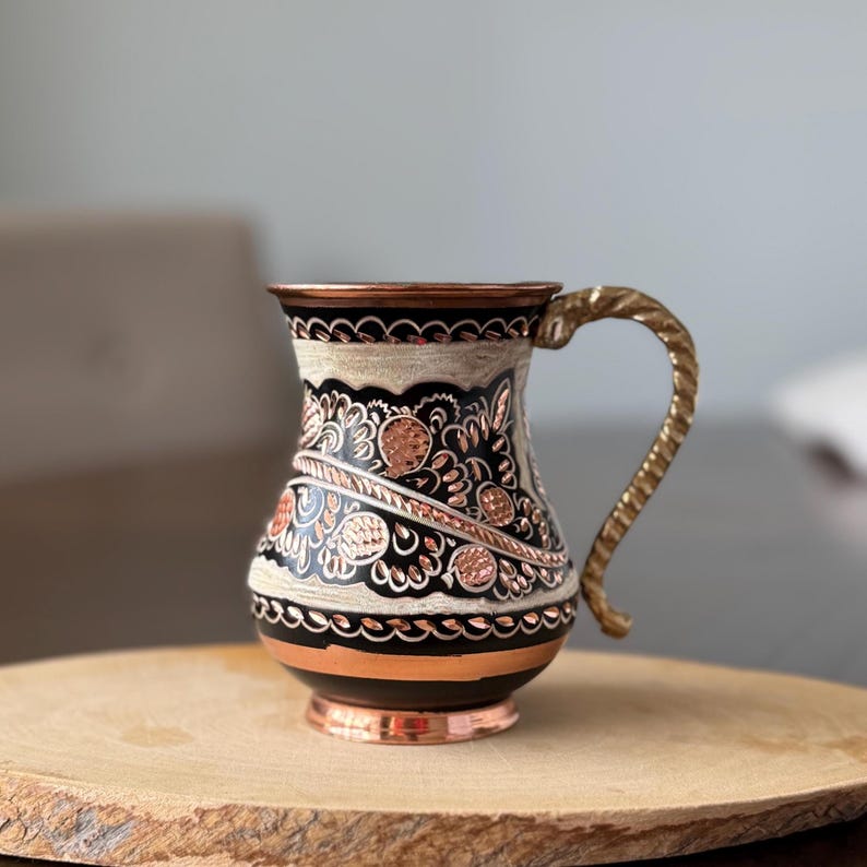 Copper Mug, Moscow Mule, Engraved Hand Painted Copper Mug, Tin Lining ...