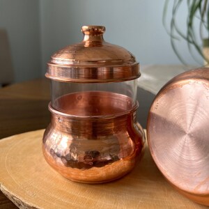 Copper Glass Jar, Copper Container, Copper Cruet, Spice Jar, Handmade ...