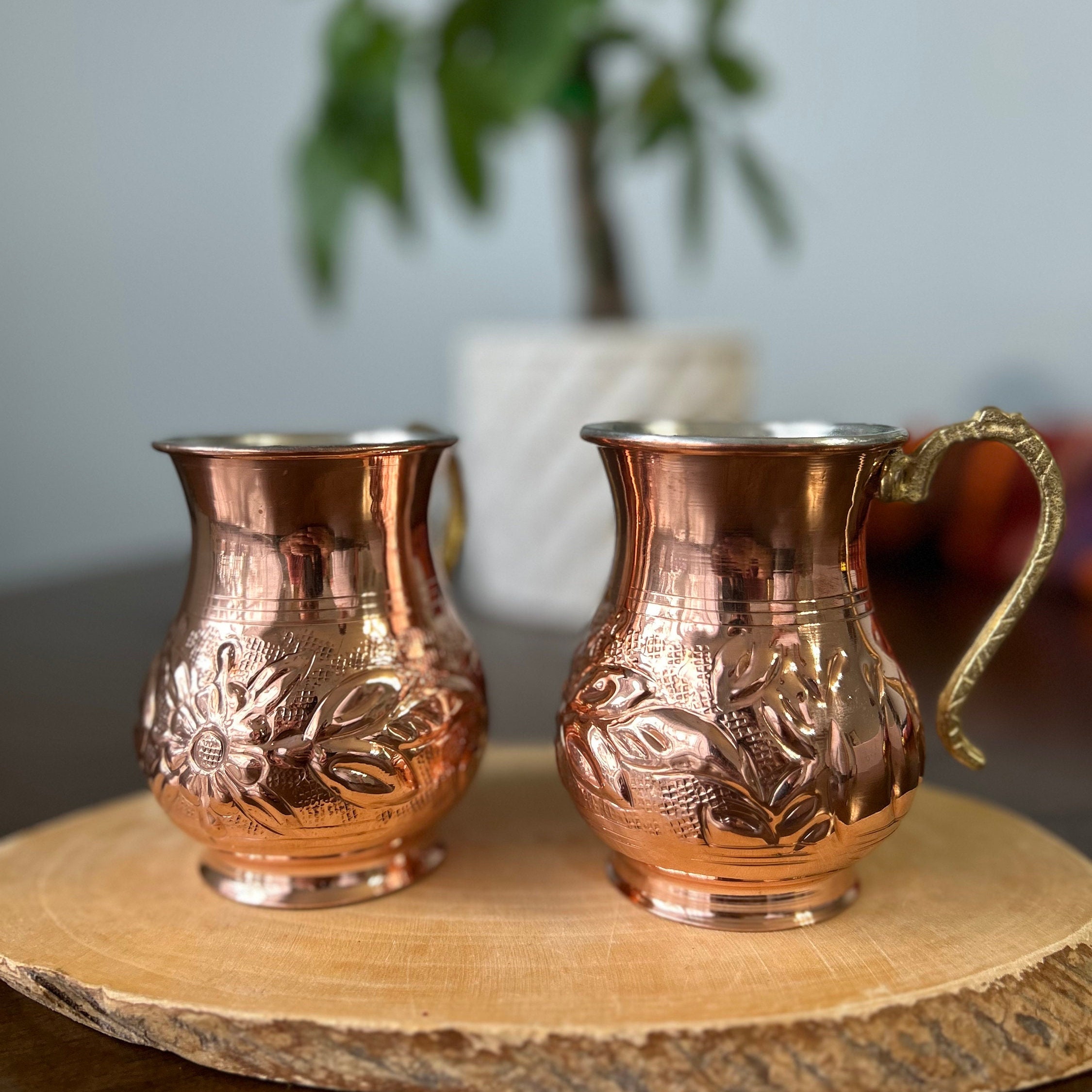 Copper Mug, Moscow Mule, Embossed Copper, Tin Lining Copper Beverage ...