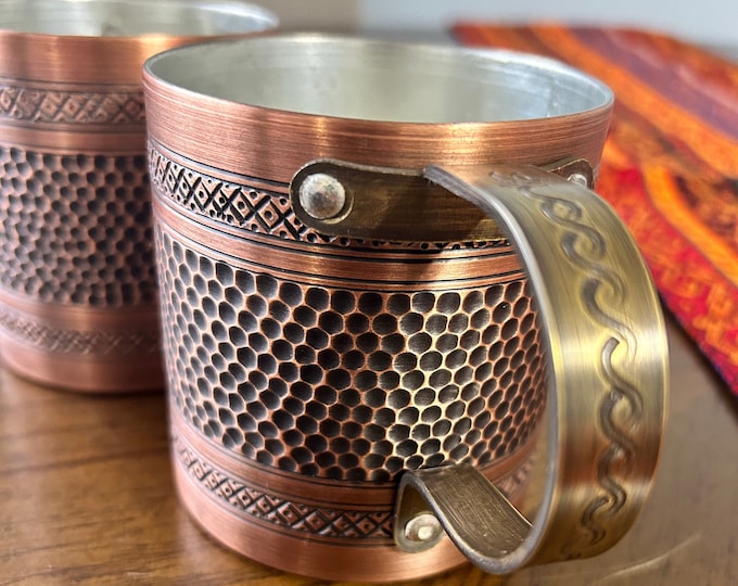 Copper Mug, Hammered Engraved Handmade, Tinned Copper Beverage, Moscow ...