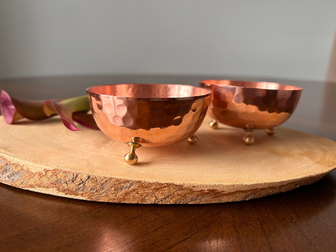 Hammered Copper Bowl With Legs, Utility Bowl, Sugar Bowl, Handmade in ...