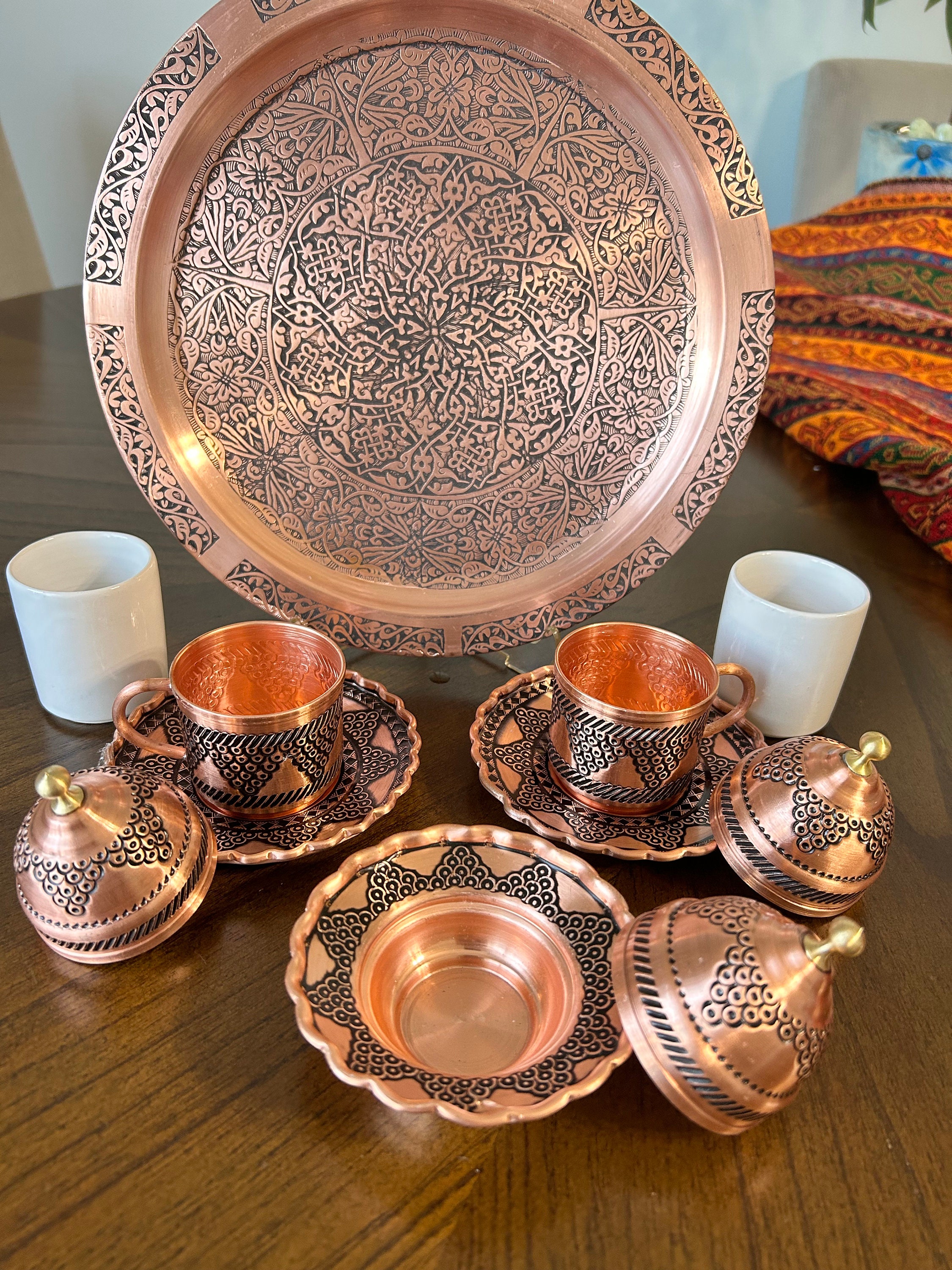 Handmade Copper Coffee Set Inlaid Copper Made by Skillful - Etsy