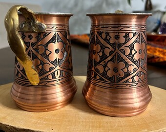 Copper Mug, Hammered Engraved Handmade, Tinned Copper Beverage, Moscow ...