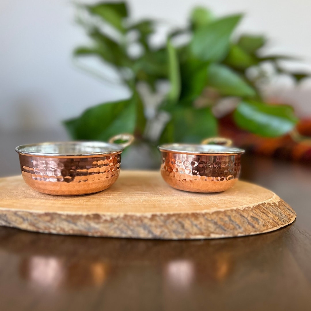 Hammered Copper Bowl With Brass Handle , Utility Bowl, Sugar Bowl ...