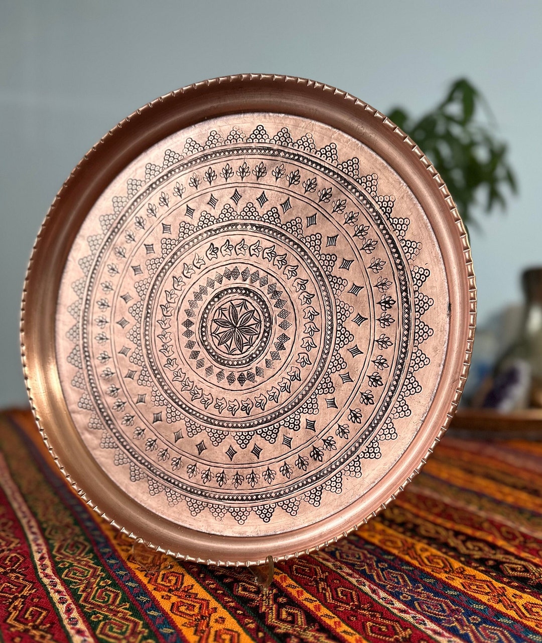 Handmade Copper Tray, Inlaid Anniversary Gift, 13 Inch - Etsy