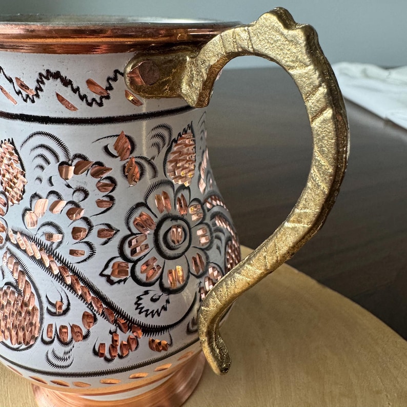 Copper Mug, Moscow Mule, Engraved Hand Painted Copper Mug, Tin Lining ...