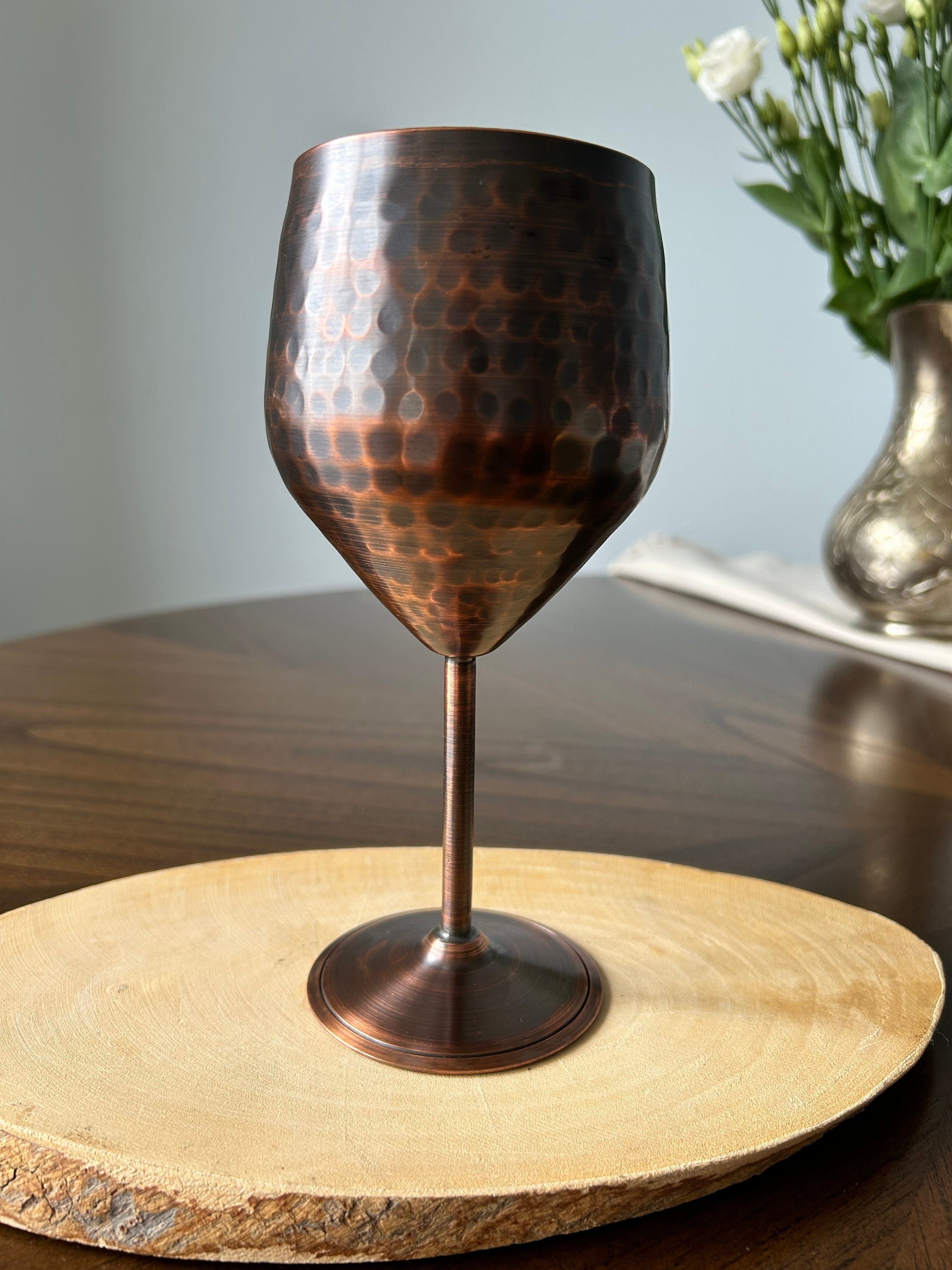 Copper Wine Glasses, Engraved / Hammered Copper, Handmade Copper, 7th ...