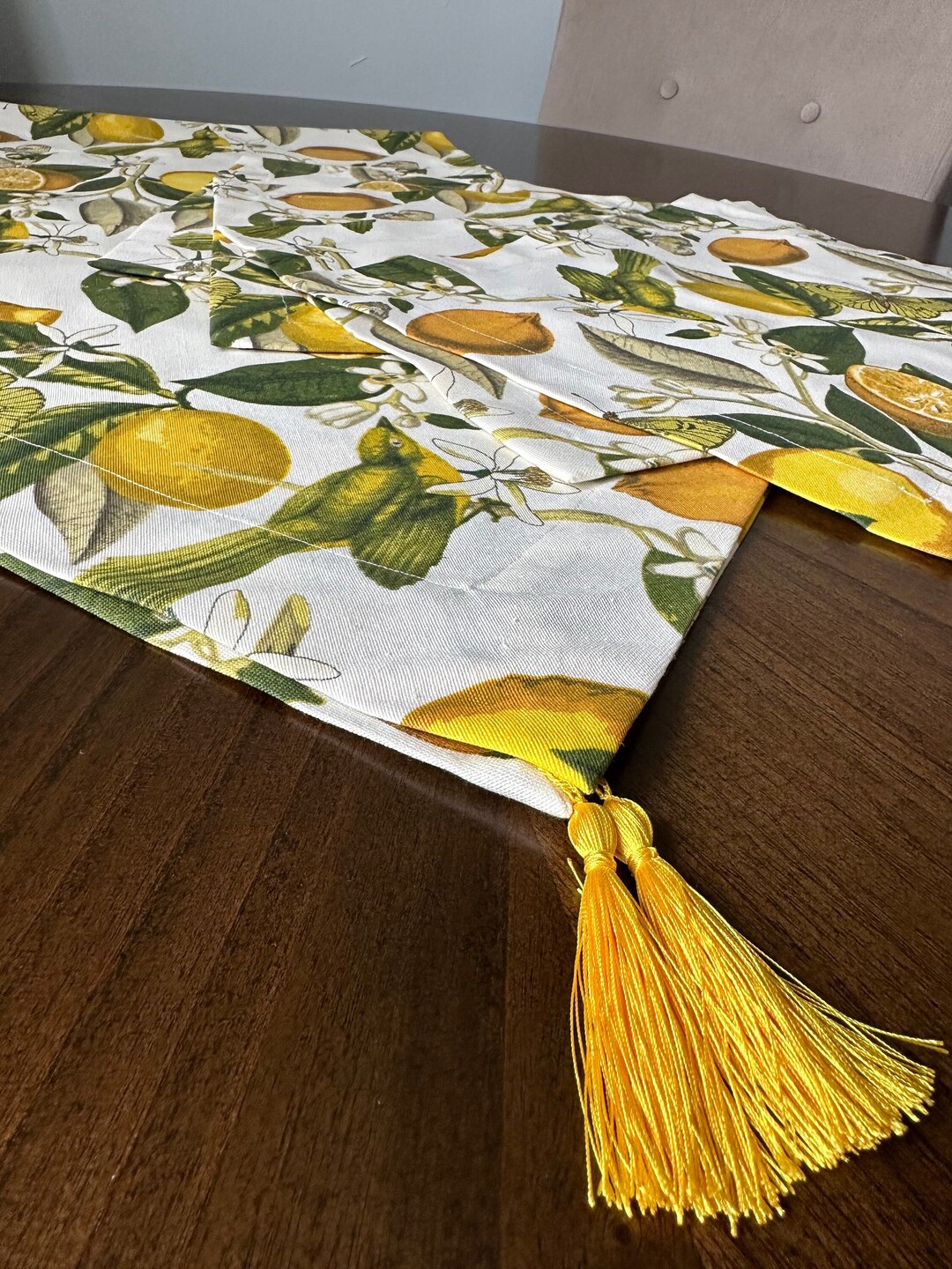 Lemon Table Runner Set With 4 Placemats Lemon Design Lemon - Etsy