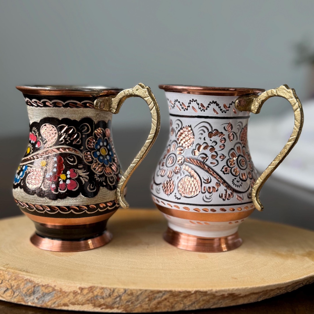 Copper Mug, Moscow Mule, Engraved Hand Painted Copper Mug, Tin Lining ...