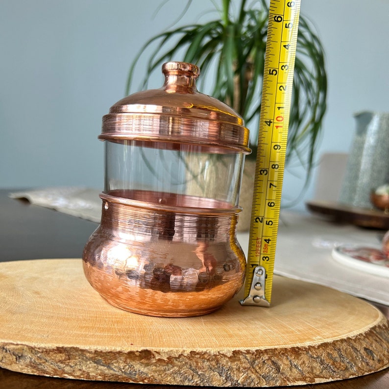 Copper Glass Jar, Copper Container, Copper Cruet, Spice Jar, Handmade ...