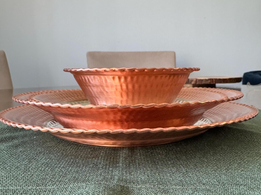 Copper Dinnerware Set, Hammered Copper, Serving Set, Copperart, Home ...