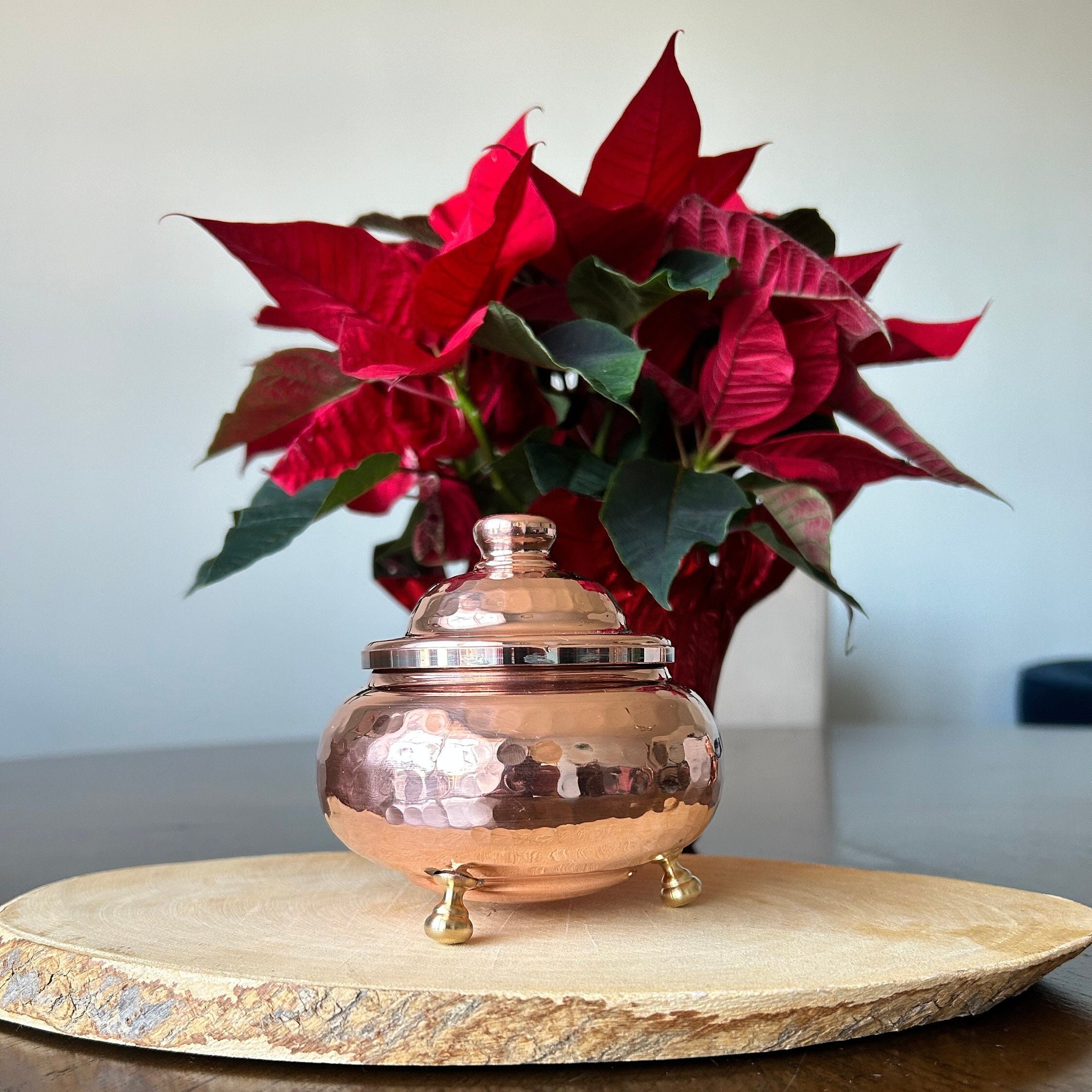 Hammered Copper Bowl With Lid, Candy Bowl, Sugar Bowl, Handmade, Home ...