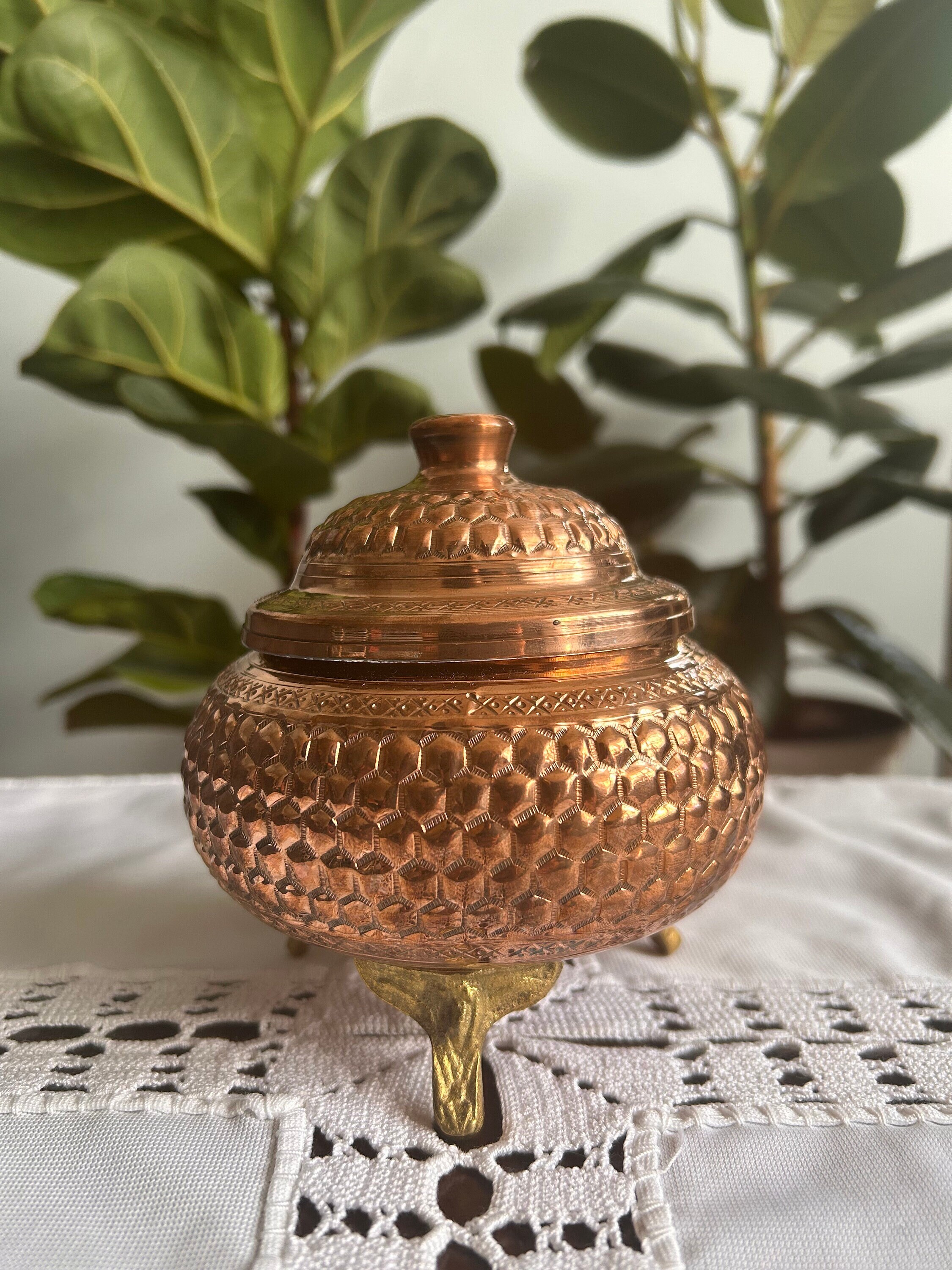 Hammered and Inlaid Copper Bowl Candy Bowl Sugar Bowl - Etsy