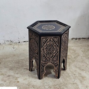 Handmade Moroccan Side Table: Hand-painted Wooden Accent Table (50x42cm ...