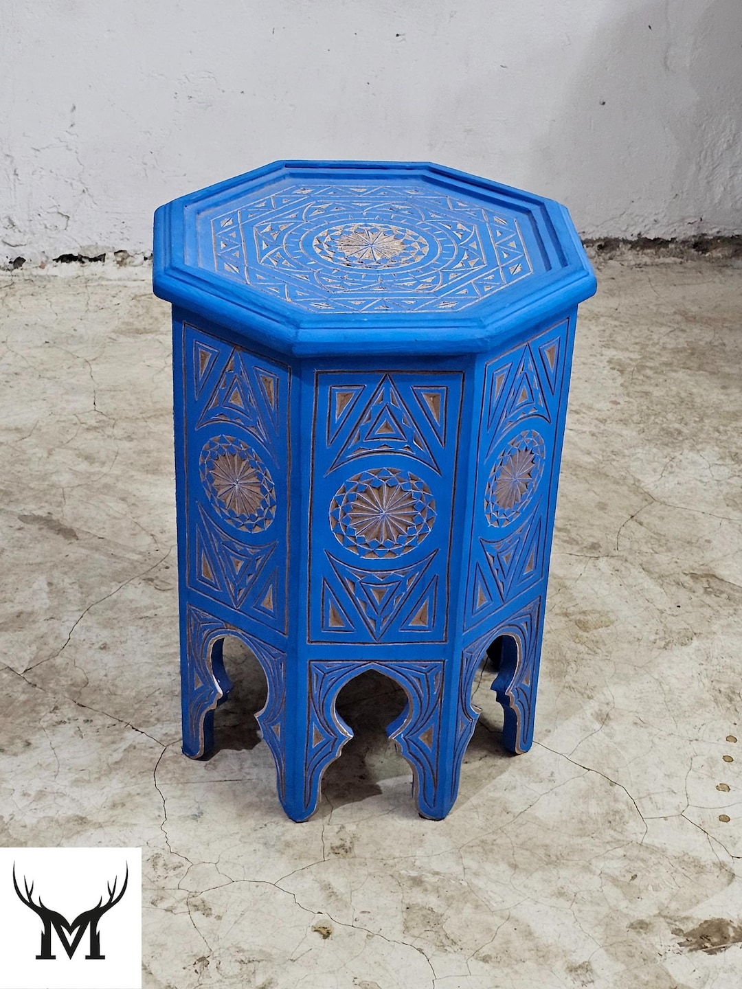 Hnadmade Handmade Moroccan Coffee Table: Octagonal Wood Side Table ...