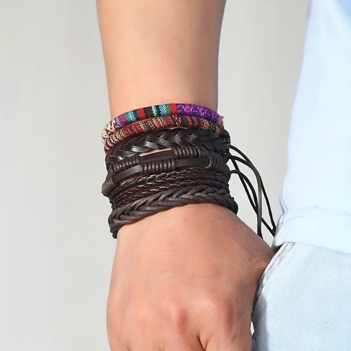 Bold & Versatile: 36-piece Set of Hand-woven Multi-layer PU Leather Bracelets for Men - Etsy