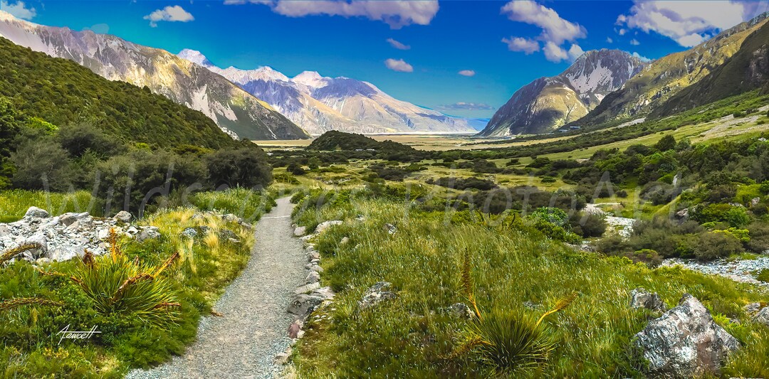 Southern Alps Mountain Range Wall Decor, New Zealand Alpine Valley ...