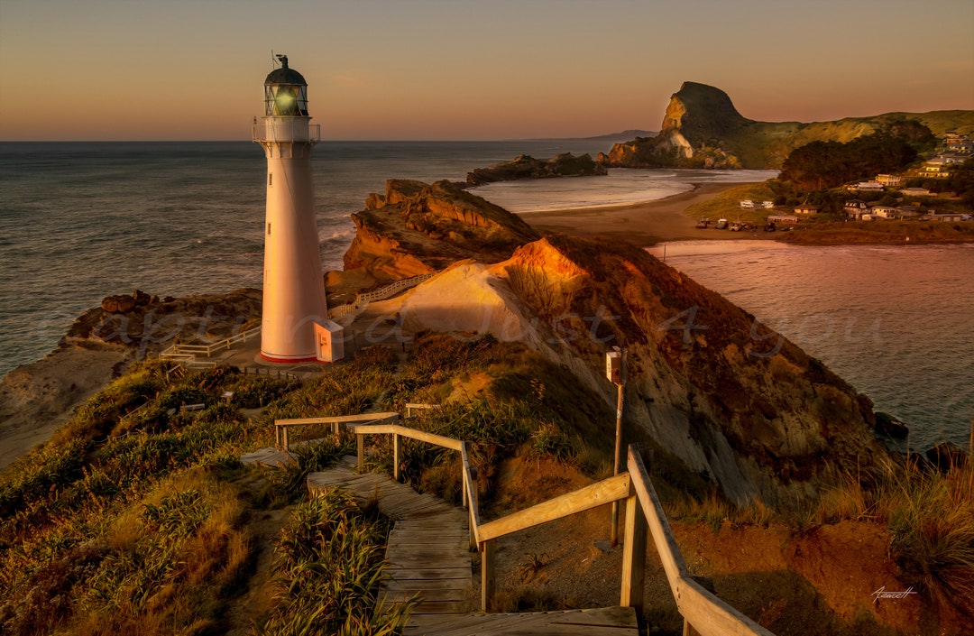 Photography Canvas: Lighthouse Sunrise, Castlepoint, NZ Digital Art ...