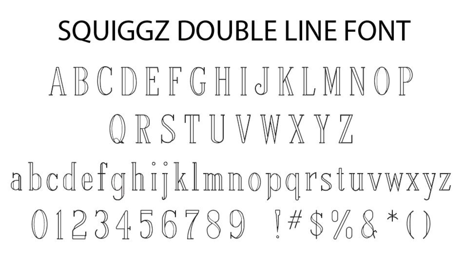 Double Line Font SQUIGGZ - Similar to Century Double Line for Rotary or ...