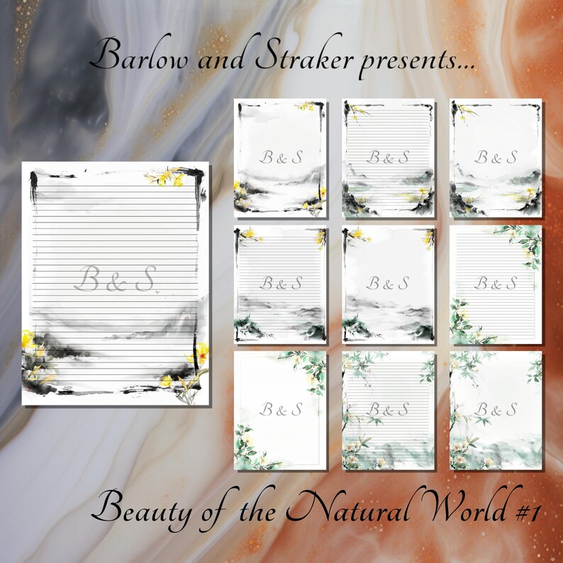 Vintage Antique Stationery Set, Printable Writing Paper Art, Five ...