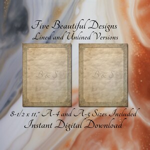 Vintage Antique Stationery Set, Printable Writing Paper Art, Five ...