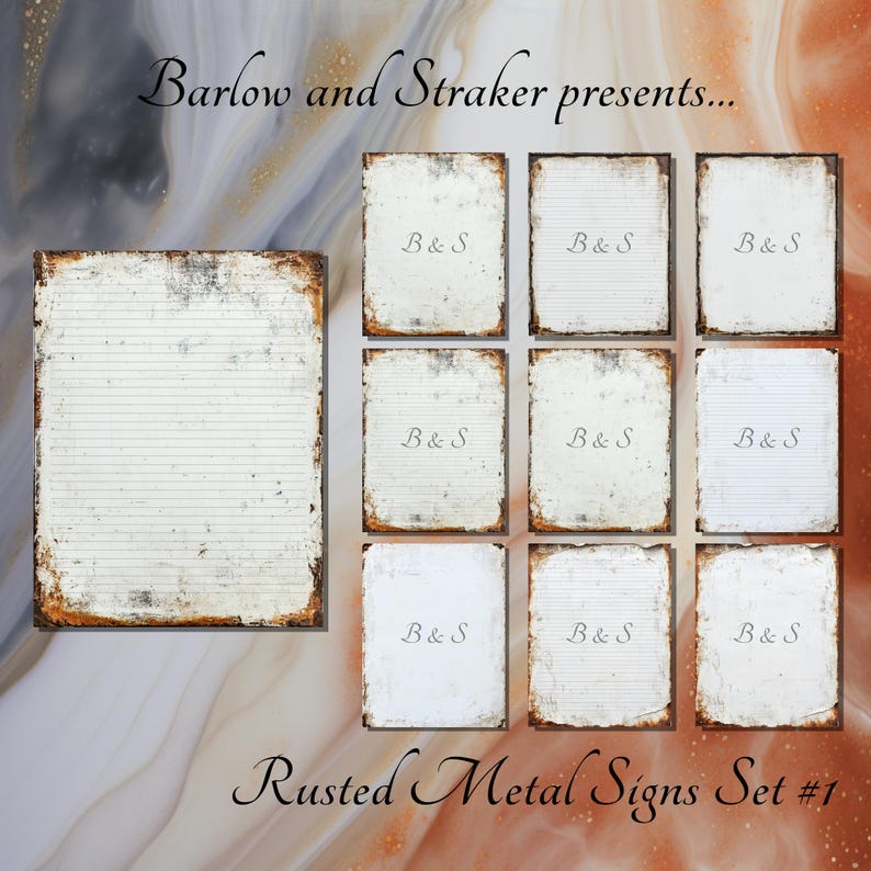 Vintage Rusted Signs Stationery Set, Printable Writing Paper Art, 5 ...
