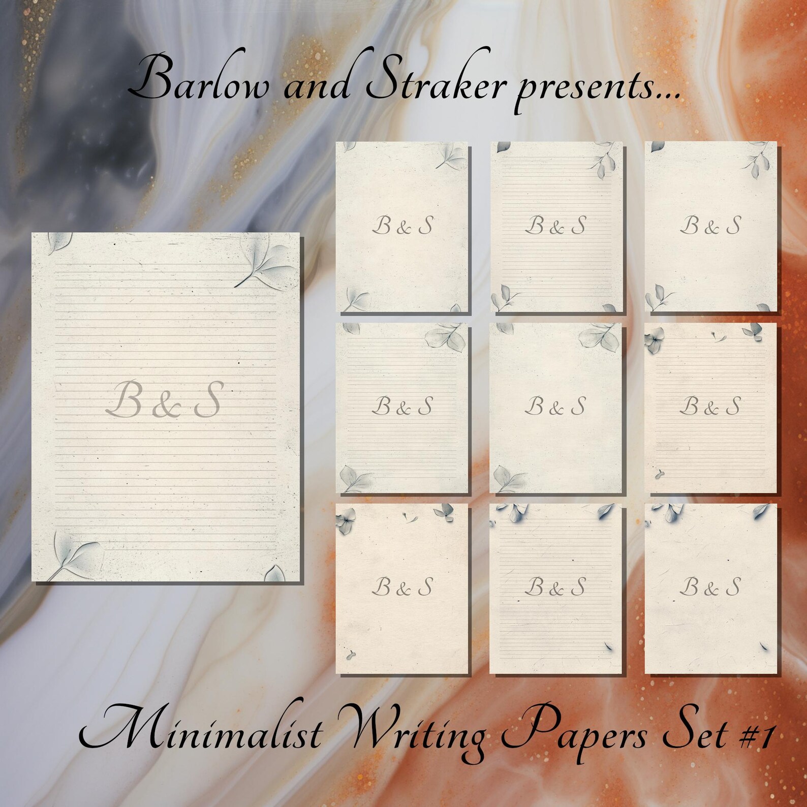 Minimalist Writing Papers Set, Printable Stationery, Craft Art, Five ...