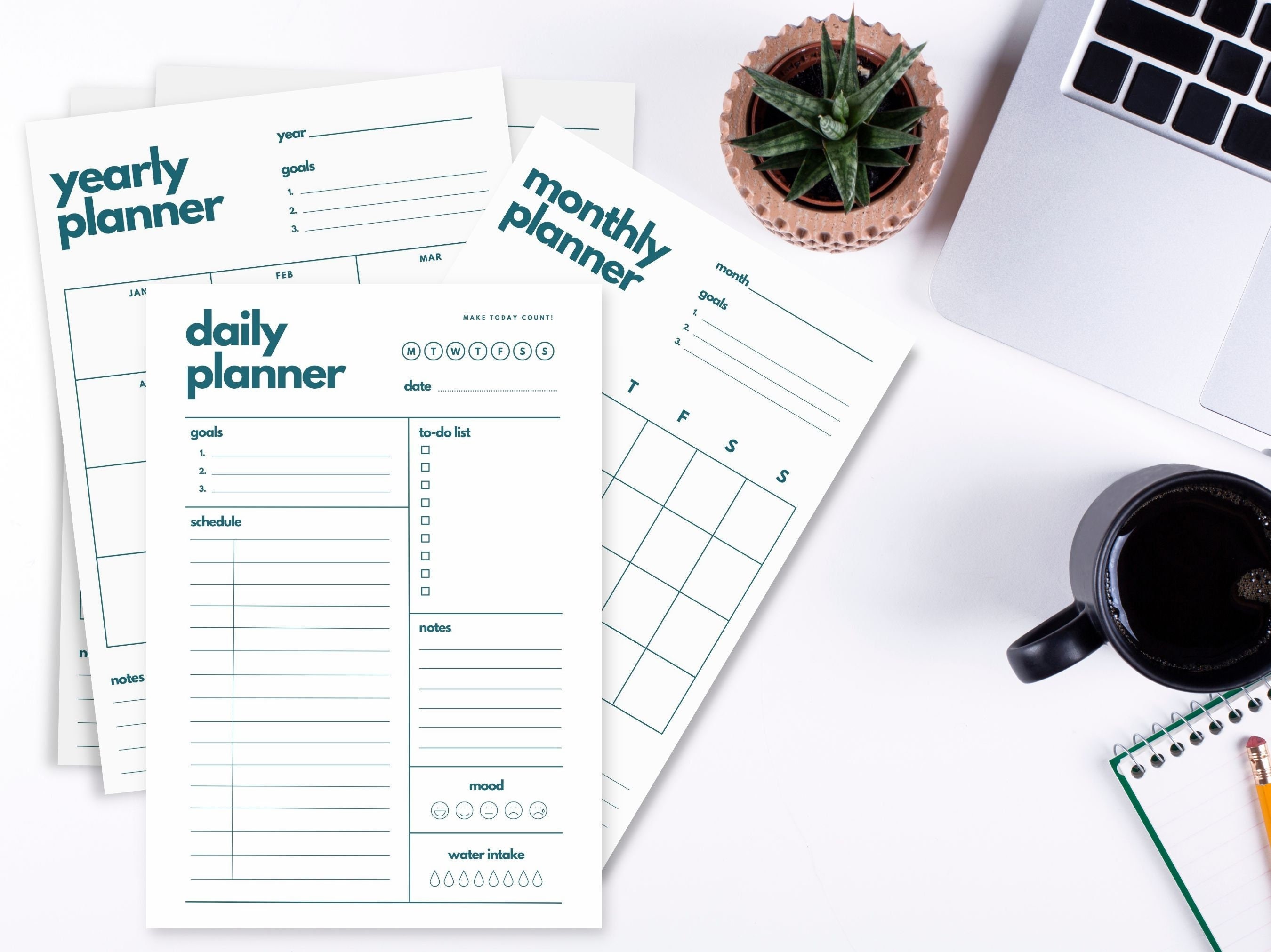 Productivity Planner Printable Calendar Bundle Daily Checklist - Etsy