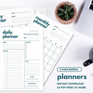 Productivity Planner Printable Calendar Bundle Daily Checklist - Etsy
