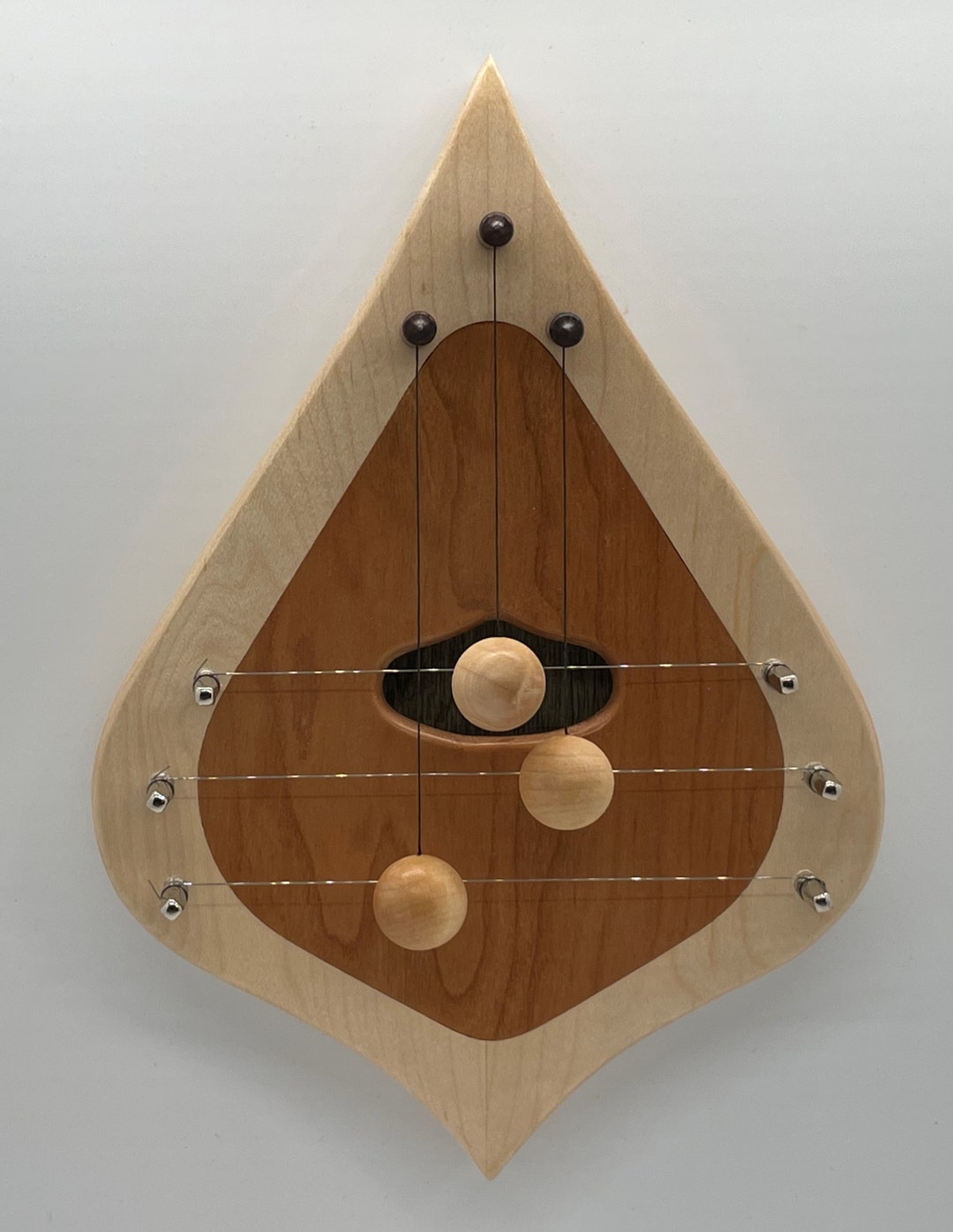 3 String Door Harp With Solid Maple Border With Simple Cherry Inlay ...