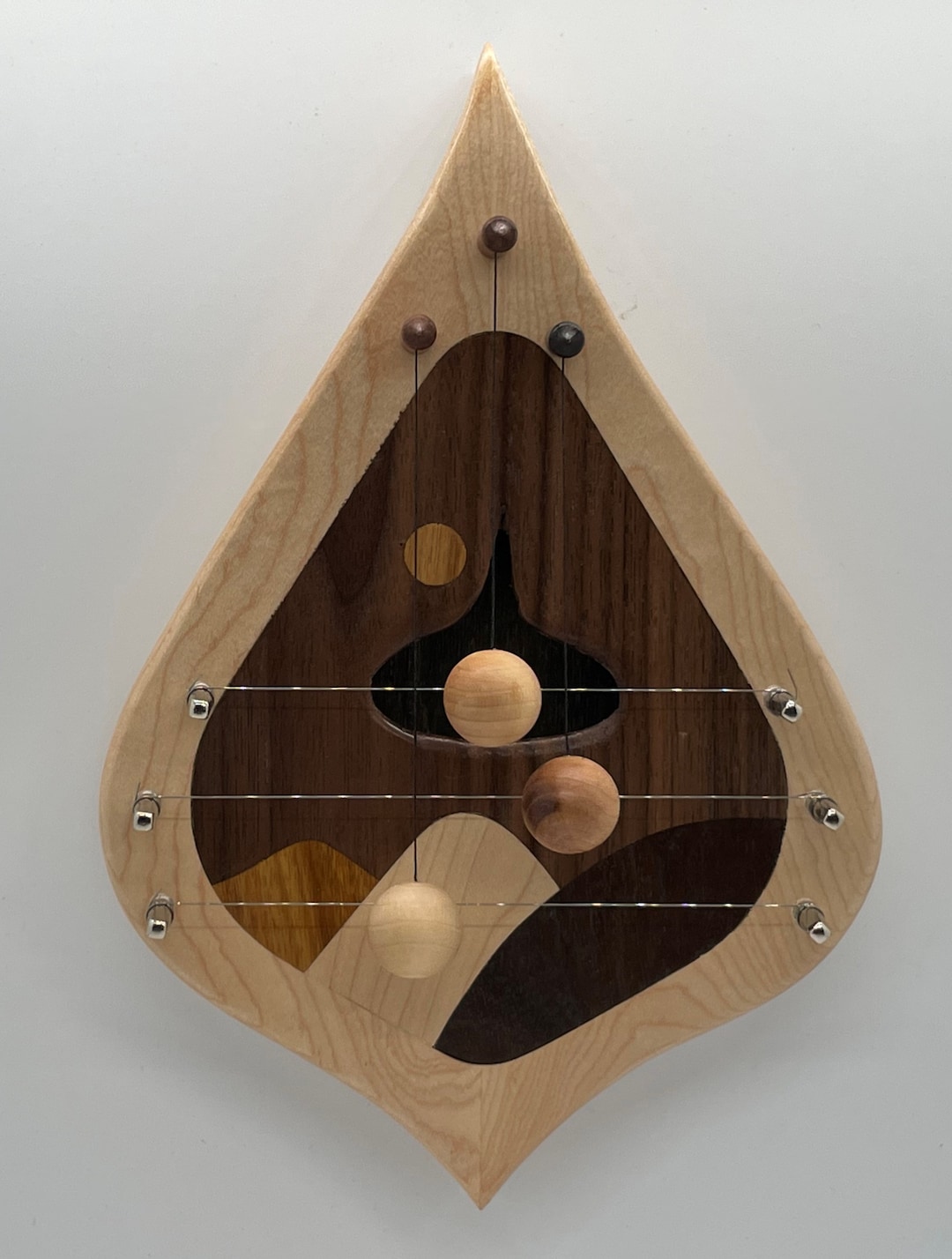 DH3 MBWDEC -3 String Door Harp With Maple Border and Decorative Walnut ...