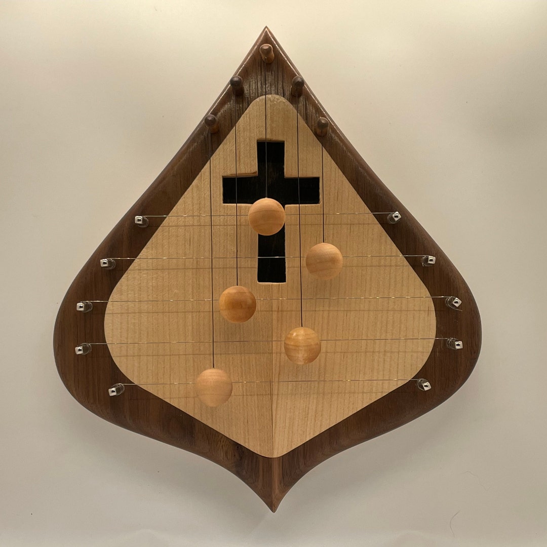 5-string Door Harp: Walnut Border, Maple Inlay, Cross Sound Hole - Etsy