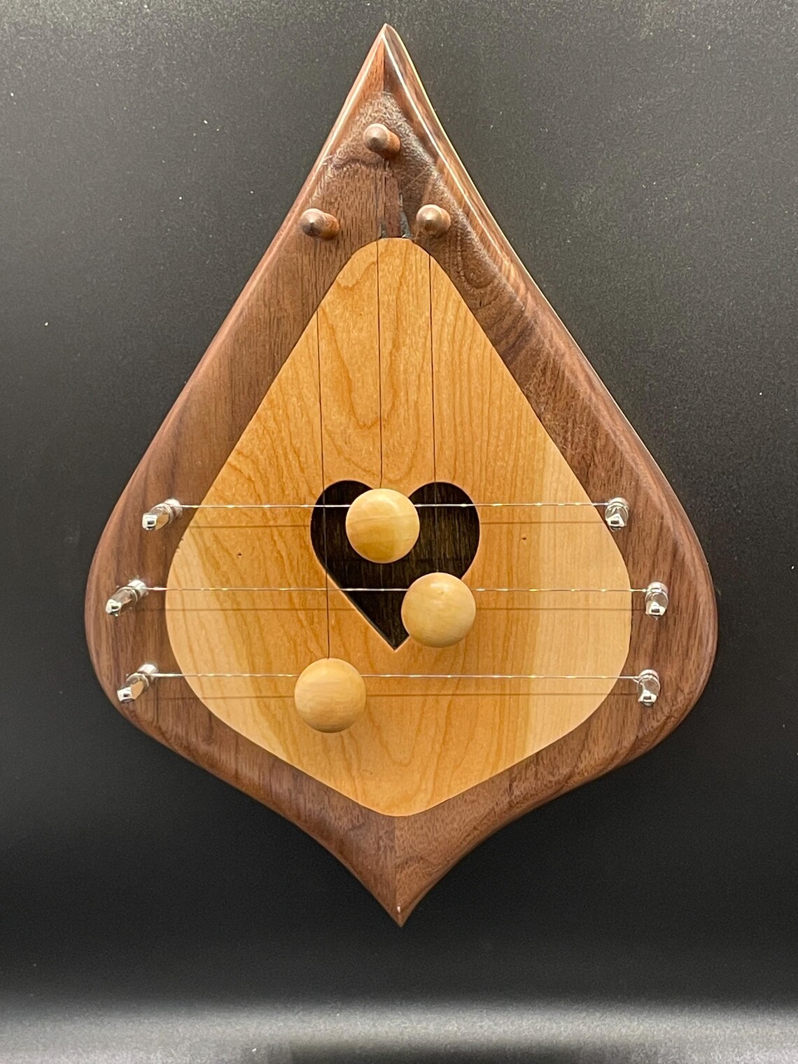 Handmade Walnut Door Harp With Cherry Inlay - Heart Sound Hole - Etsy