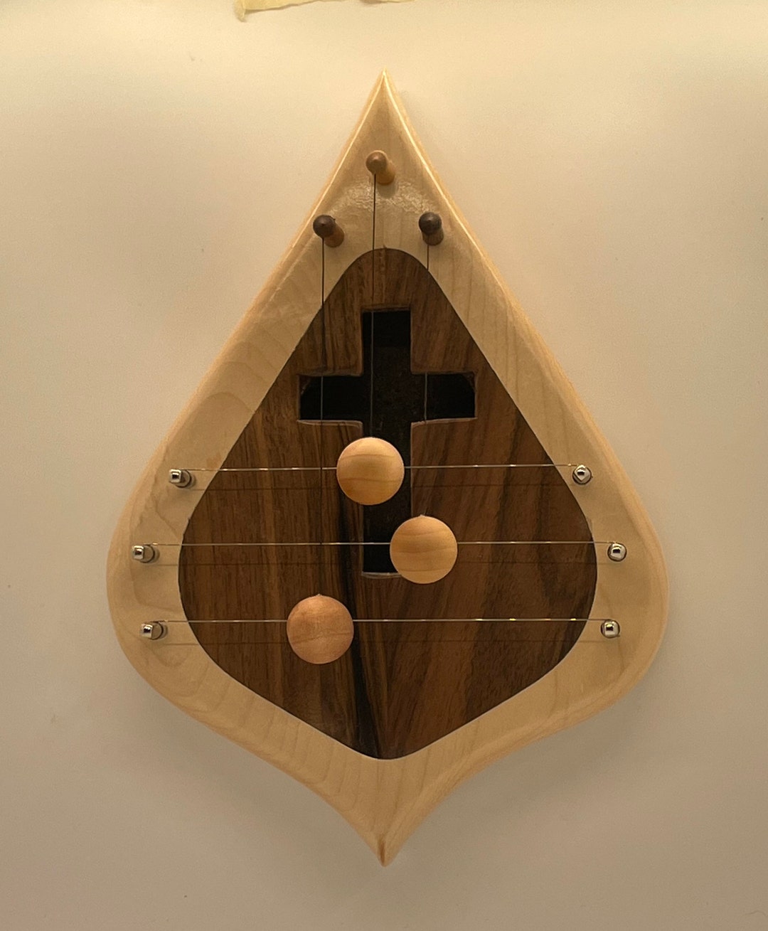 Handmade 3-string Door Harp: Maple Border, Walnut Inlay, Cross Sound ...