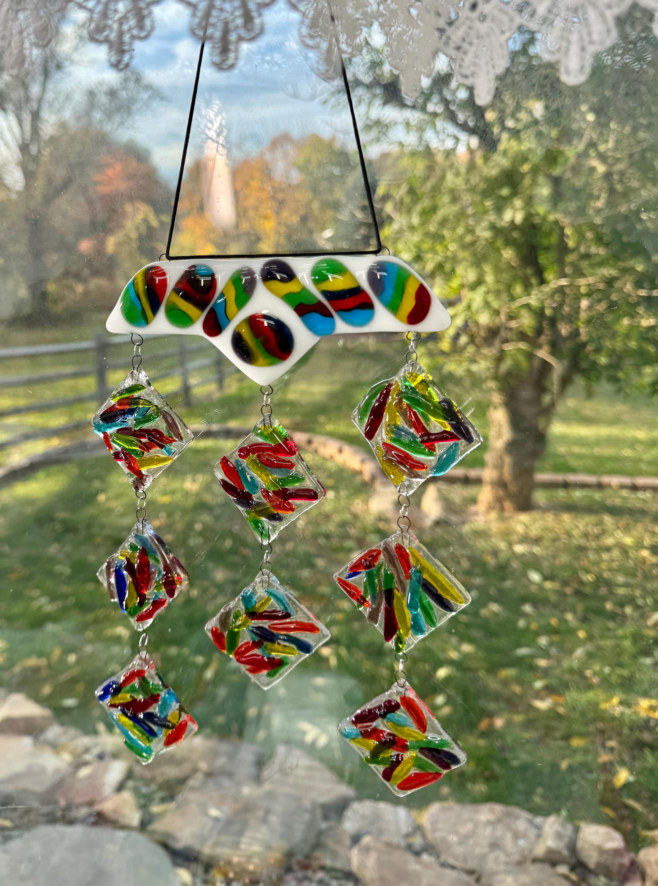 Rainbow Suncatcher With White Background for Unique Rainbow Kiln-fused ...