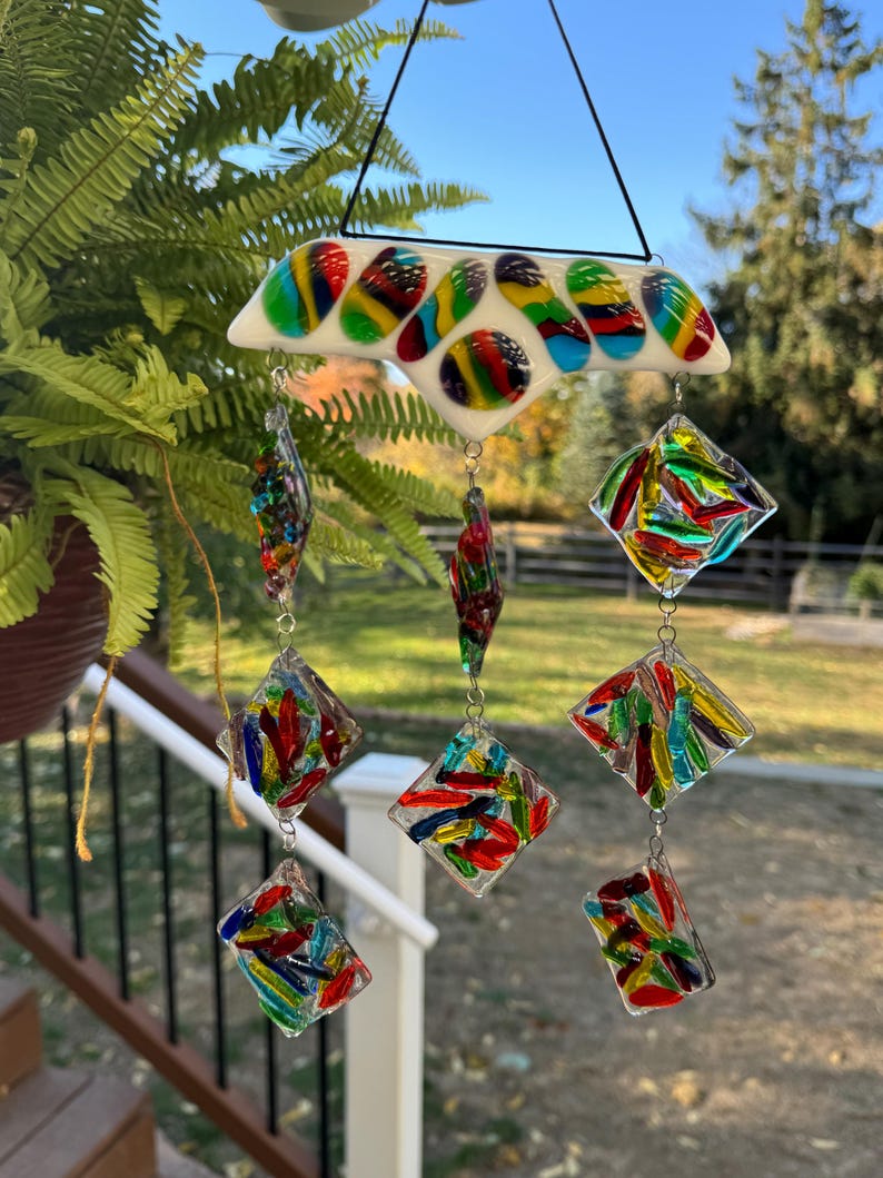 Rainbow Suncatcher With White Background for Unique Rainbow Kiln-fused ...