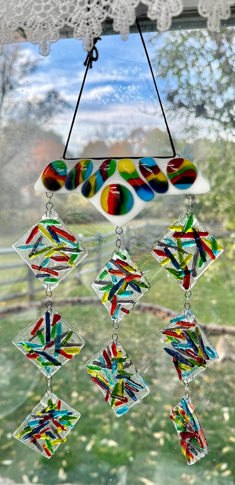 Rainbow Suncatcher With White Background for Unique Rainbow Kiln-fused ...