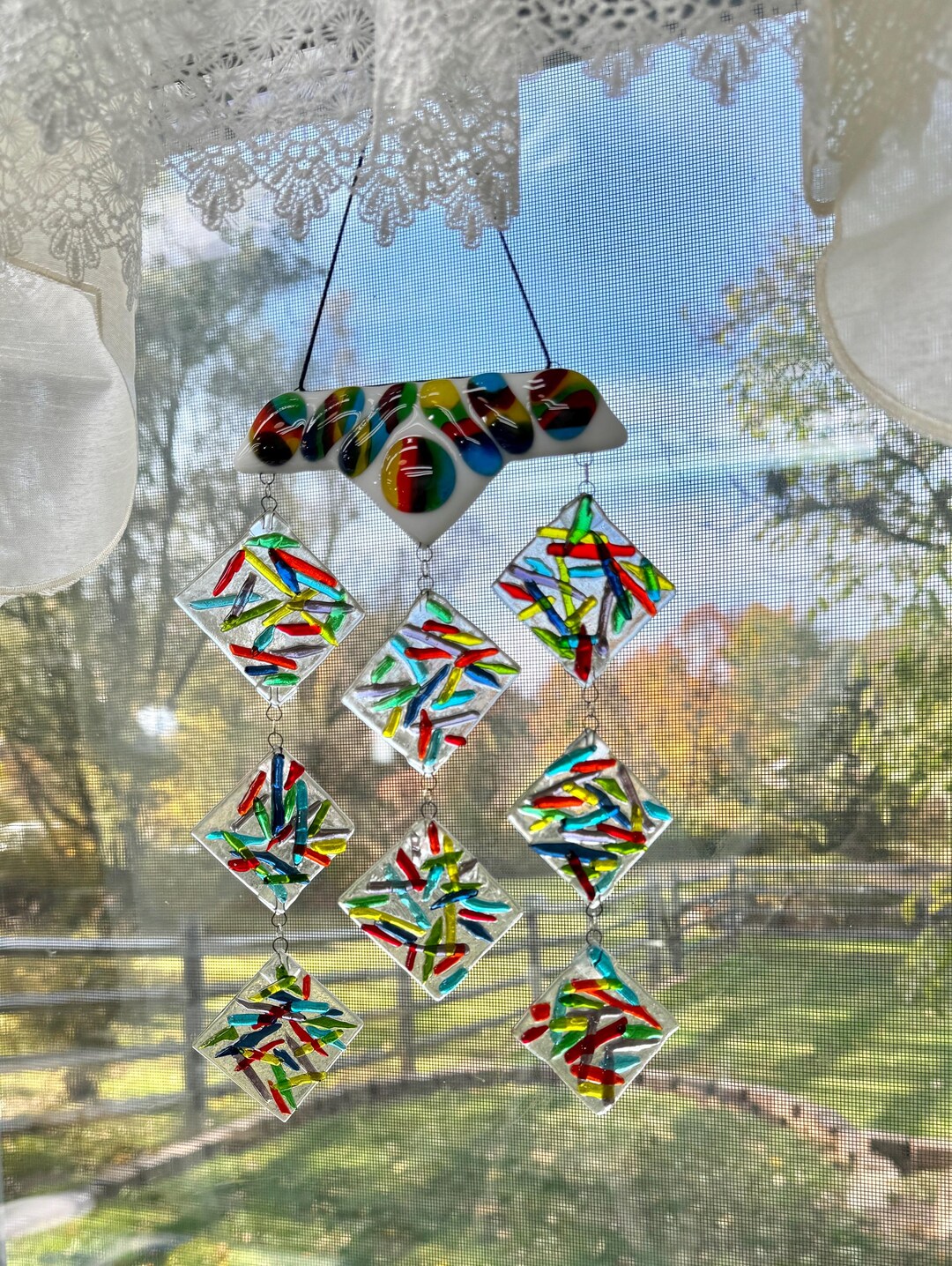 Rainbow Suncatcher With White Background for Unique Rainbow Kiln-fused ...