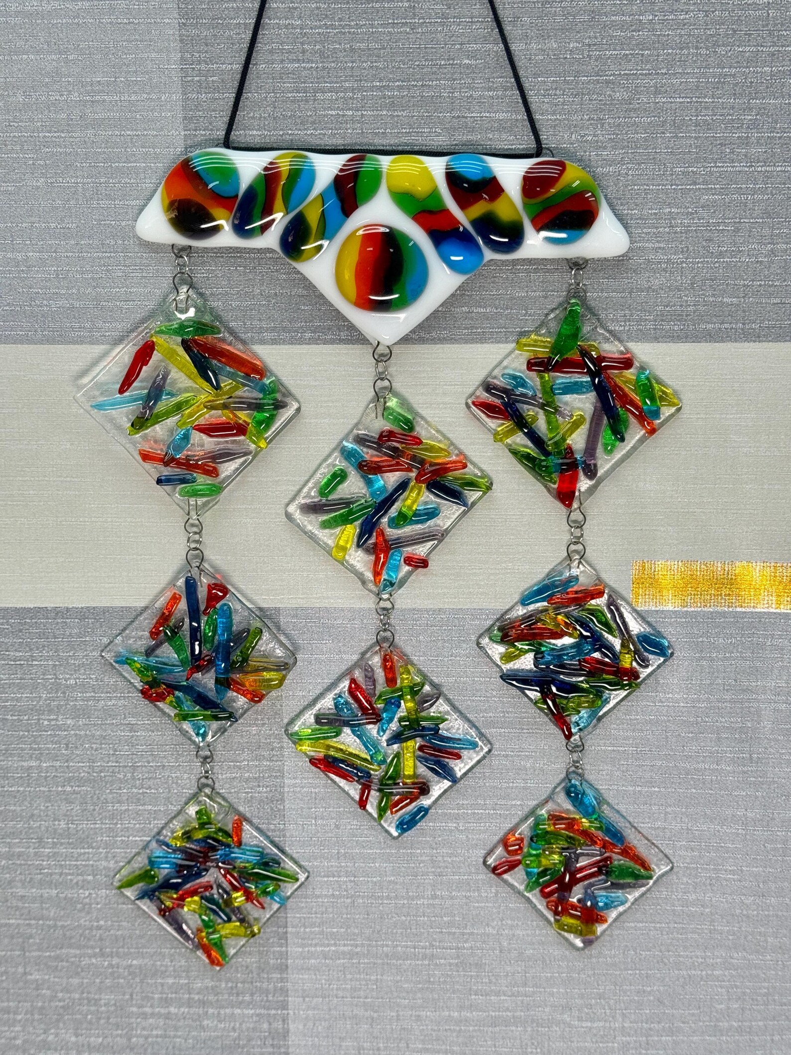 Rainbow Suncatcher With White Background for Unique Rainbow Kiln-fused ...