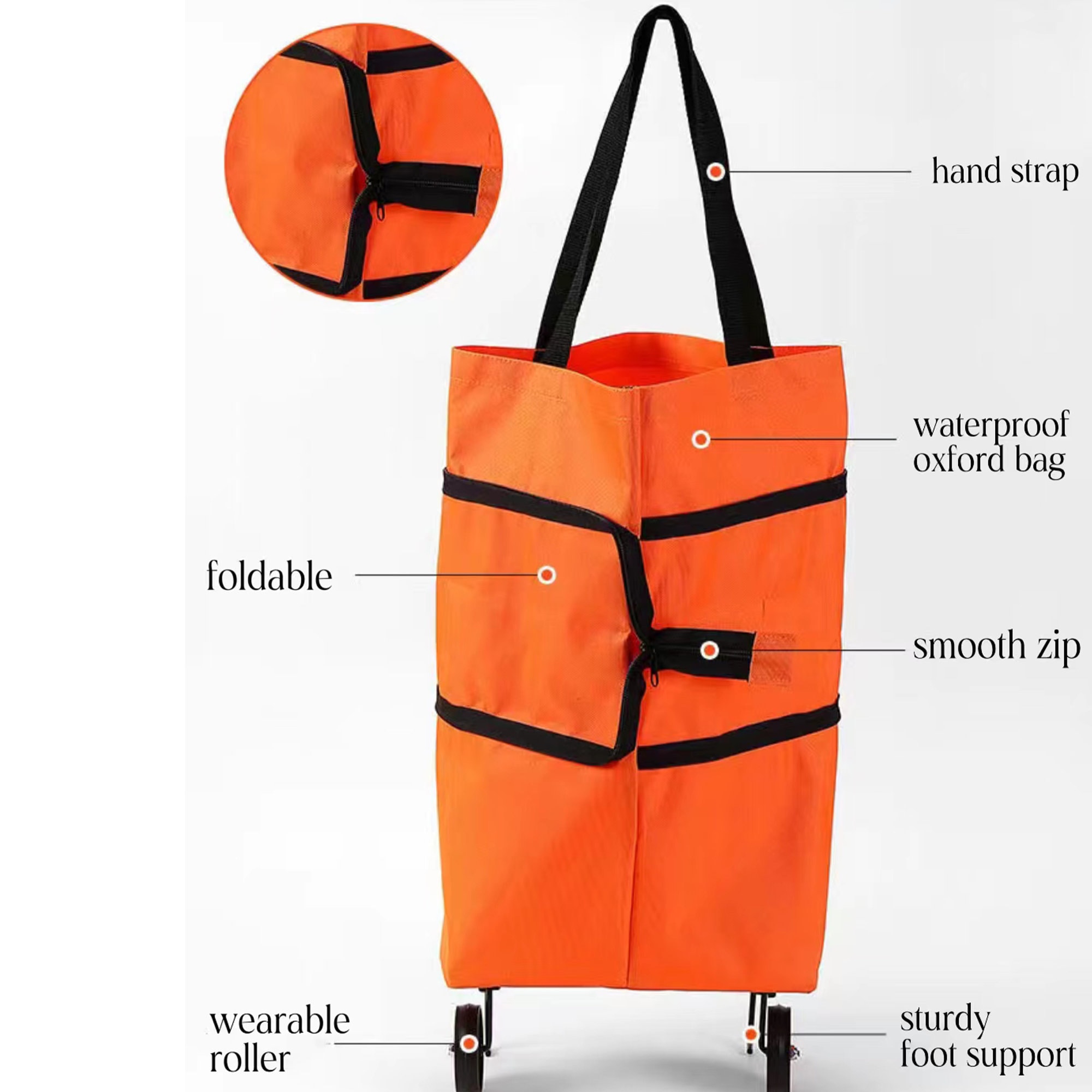 Foldable Shopping Cart Bag, Reusable Grocery Cart Bag Hand-free Eco ...